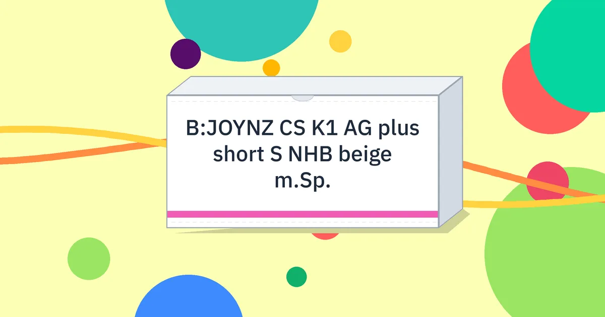 Symbolbild: Packung mit der Aufschrift B:JOYNZ CS K1 AG plus short S NHB beige m.Sp. (PZN 20530912) – Verfügbarkeit und Bezug in Apotheken in Frankfurt am Main