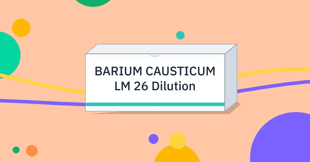Symbolbild: Packung mit der Aufschrift BARIUM CAUSTICUM LM 26 Dilution (PZN 13376899) – Verfügbarkeit und Bezug in Apotheken in Frankfurt am Main
