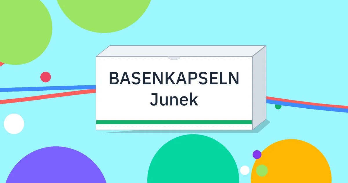 Symbolbild: Packung mit der Aufschrift BASENKAPSELN Junek (PZN 10051429) – Verfügbarkeit und Bezug in Apotheken in Frankfurt am Main