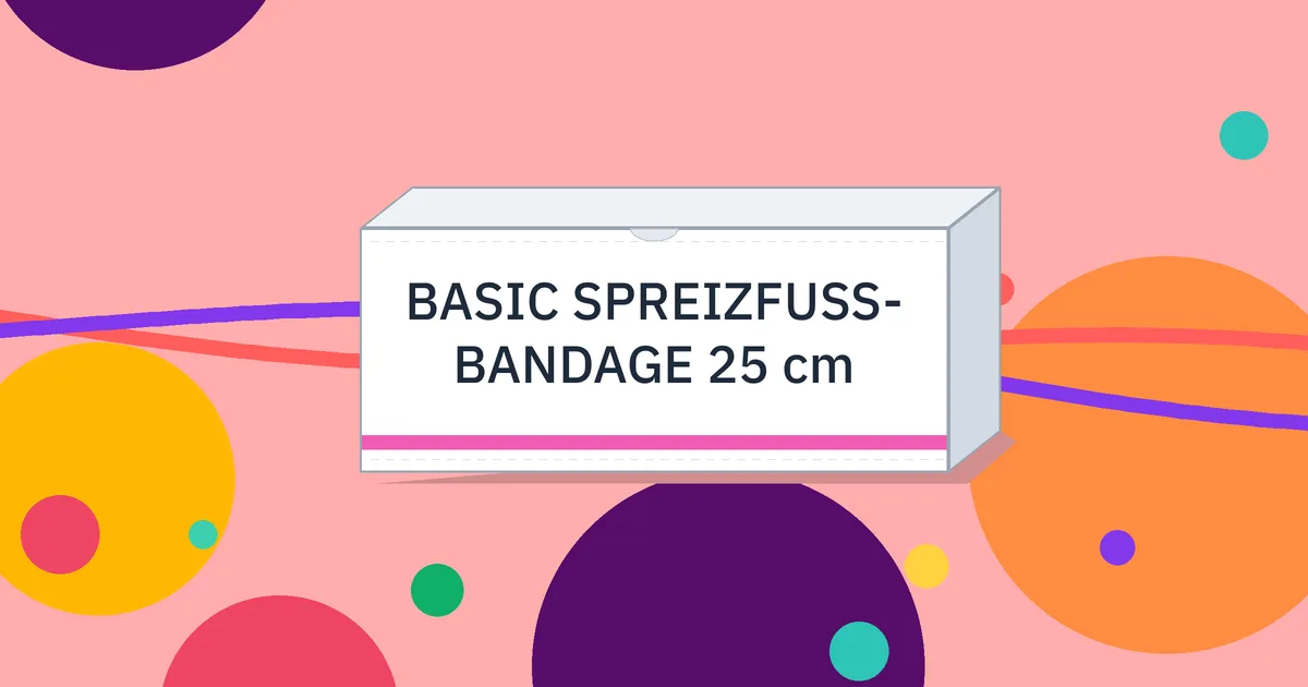 Symbolbild: Packung mit der Aufschrift BASIC SPREIZFUSS-BANDAGE 25 cm (PZN 15381083) – Verfügbarkeit und Bezug in Apotheken in Frankfurt am Main