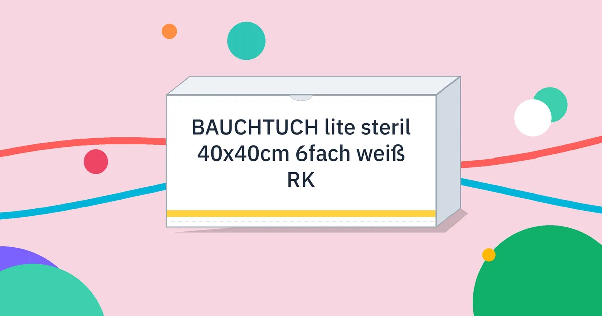 Symbolbild: Packung mit der Aufschrift BAUCHTUCH lite steril 40x40cm 6fach weiß RK (PZN 09214062) – Verfügbarkeit und Bezug in Apotheken in Frankfurt am Main