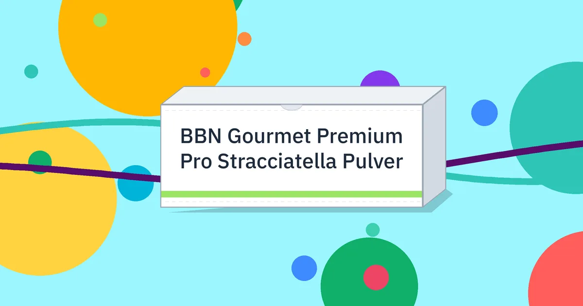 Symbolbild: Packung mit der Aufschrift BBN Gourmet Premium Pro Stracciatella Pulver (PZN 16853791) – Verfügbarkeit und Bezug in Apotheken in Frankfurt am Main