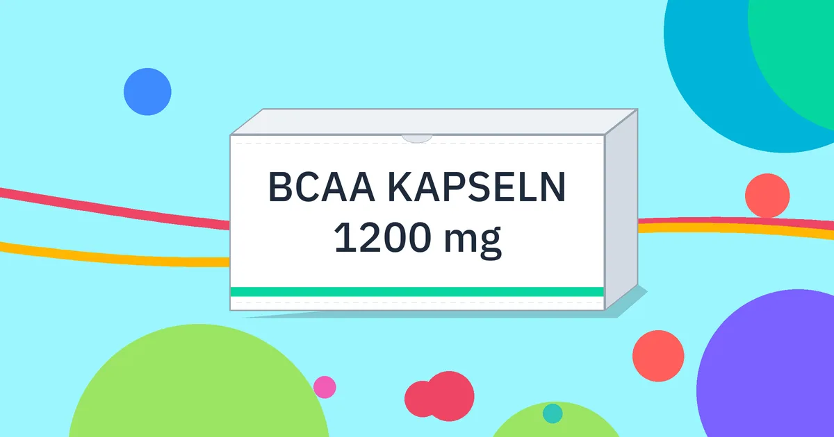 Symbolbild: Packung mit der Aufschrift BCAA KAPSELN 1200 mg (PZN 13815726) – Verfügbarkeit und Bezug in Apotheken in Frankfurt am Main