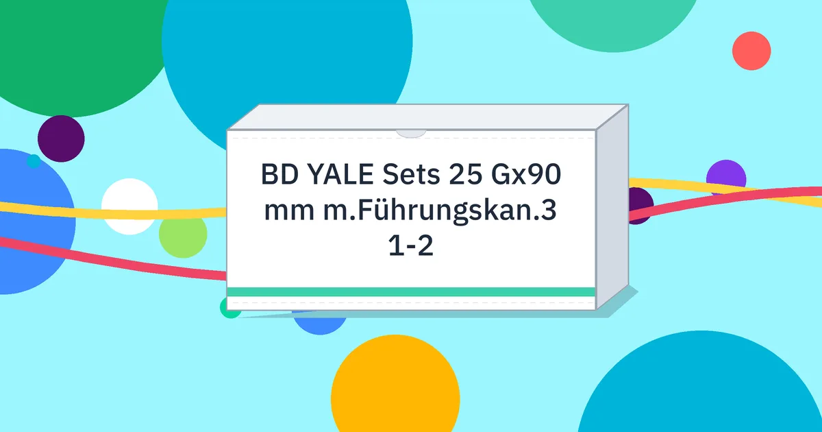 Symbolbild: Packung mit der Aufschrift BD YALE Sets 25 Gx90 mm m.Führungskan.3 1-2 (PZN 07546133) – Verfügbarkeit und Bezug in Apotheken in Frankfurt am Main