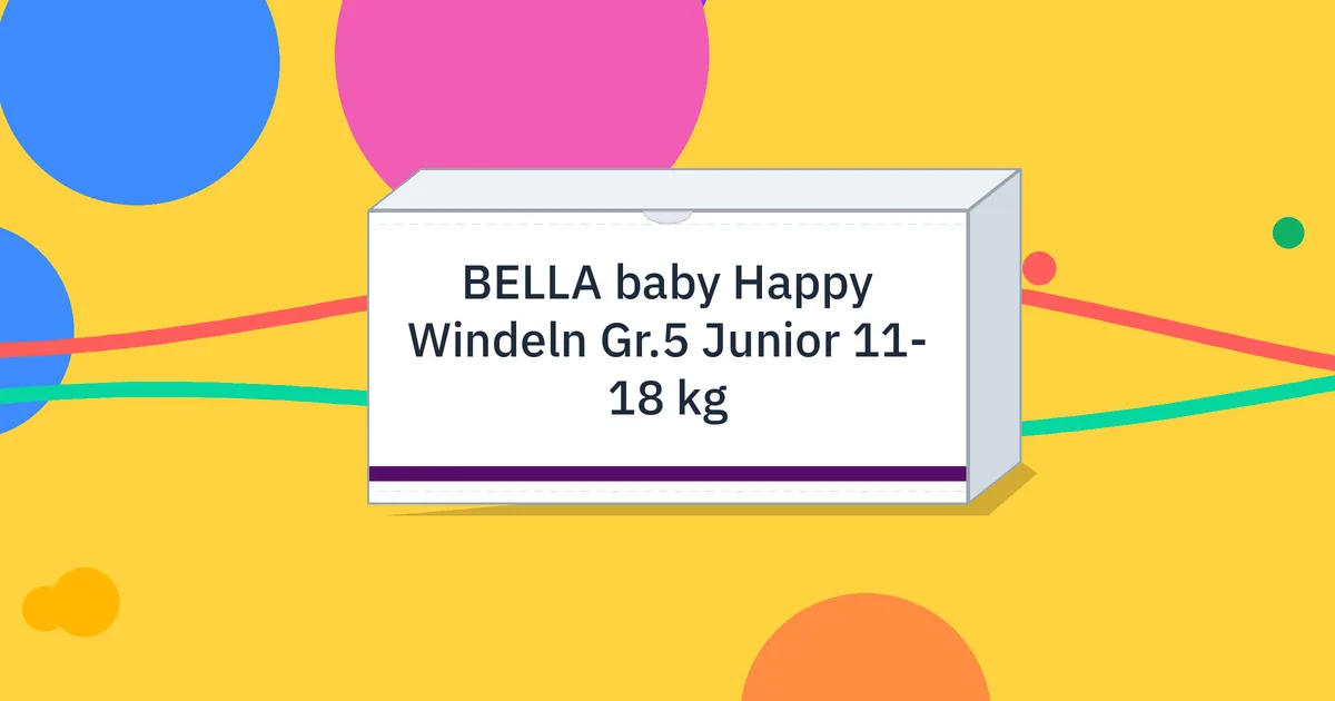 Symbolbild: Packung mit der Aufschrift BELLA baby Happy Windeln Gr.5 Junior 11-18 kg (PZN 18816015) – Verfügbarkeit und Bezug in Apotheken in Frankfurt am Main