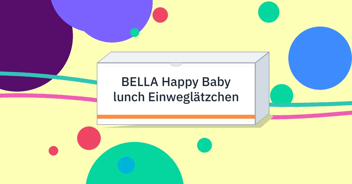 Symbolbild: Packung mit der Aufschrift BELLA Happy Baby lunch Einweglätzchen (PZN 11277035) – Verfügbarkeit und Bezug in Apotheken in Frankfurt am Main
