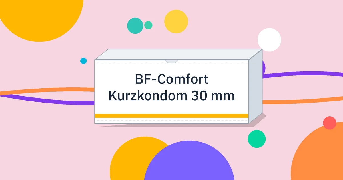 Symbolbild: Packung mit der Aufschrift BF-Comfort Kurzkondom 30 mm (PZN 07373796) – Verfügbarkeit und Bezug in Apotheken in Frankfurt am Main
