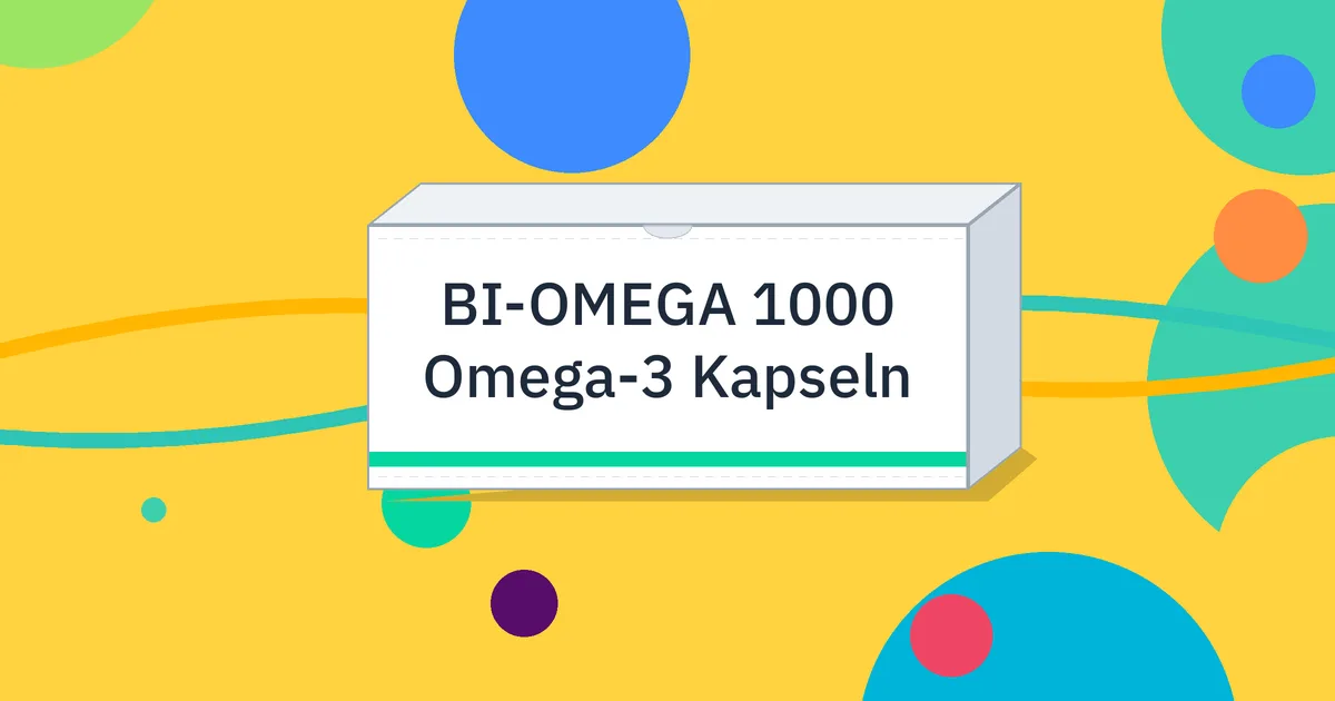 Symbolbild: Packung mit der Aufschrift BI-OMEGA 1000 Omega-3 Kapseln (PZN 16827204) – Verfügbarkeit und Bezug in Apotheken in Frankfurt am Main