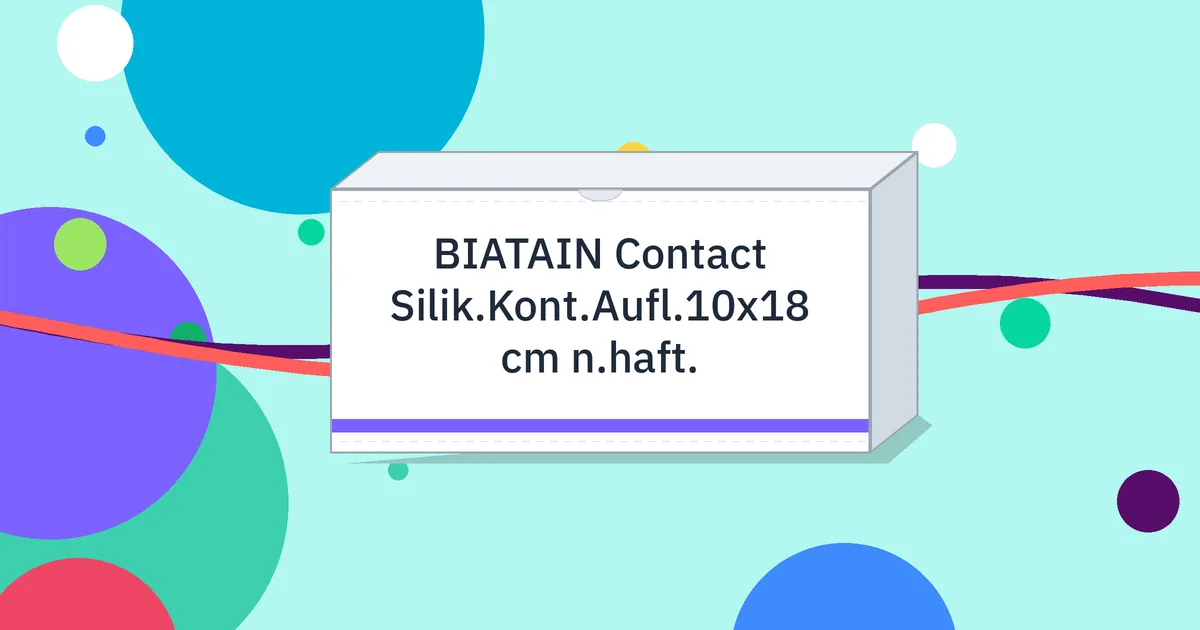 Symbolbild: Packung mit der Aufschrift BIATAIN Contact Silik.Kont.Aufl.10x18 cm n.haft. (PZN 16861508) – Verfügbarkeit und Bezug in Apotheken in Frankfurt am Main