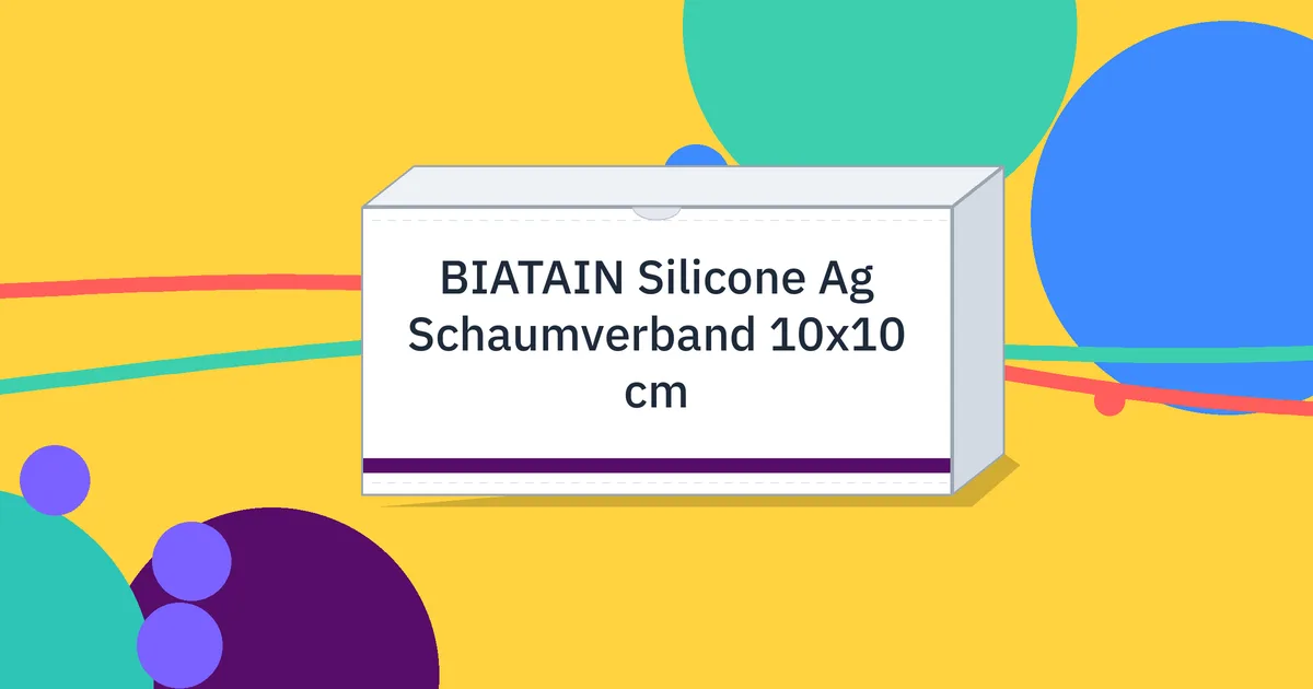 Symbolbild: Packung mit der Aufschrift BIATAIN Silicone Ag Schaumverband 10x10 cm (PZN 20689096) – Verfügbarkeit und Bezug in Apotheken in Frankfurt am Main