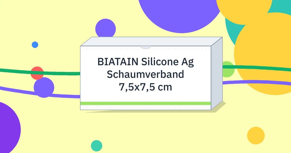 Symbolbild: Packung mit der Aufschrift BIATAIN Silicone Ag Schaumverband 7,5x7,5 cm (PZN 19669214) – Verfügbarkeit und Bezug in Apotheken in Frankfurt am Main