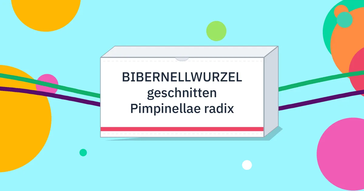 Symbolbild: Packung mit der Aufschrift BIBERNELLWURZEL geschnitten Pimpinellae radix (PZN 20953995) – Verfügbarkeit und Bezug in Apotheken in Frankfurt am Main