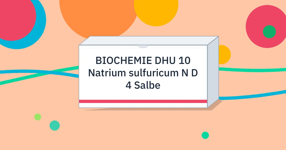 Symbolbild: Packung mit der Aufschrift BIOCHEMIE DHU 10 Natrium sulfuricum N D 4 Salbe (PZN 03643773) – Verfügbarkeit und Bezug in Apotheken in Frankfurt am Main