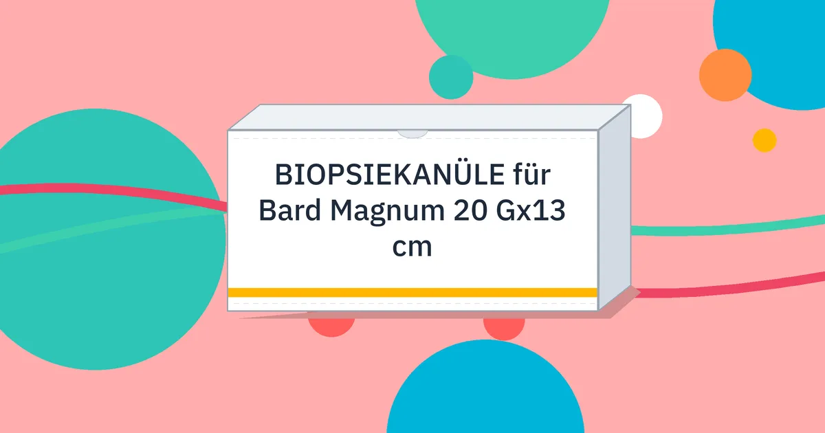Symbolbild: Packung mit der Aufschrift BIOPSIEKANÜLE für Bard Magnum 20 Gx13 cm (PZN 04664116) – Verfügbarkeit und Bezug in Apotheken in Frankfurt am Main