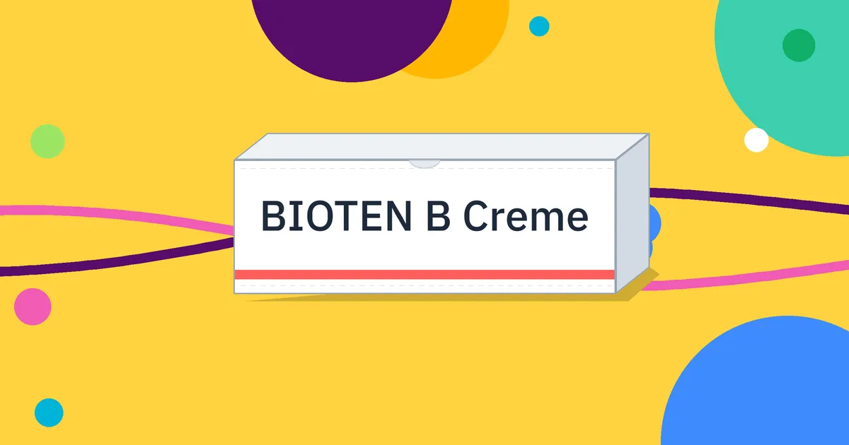 Symbolbild: Packung mit der Aufschrift BIOTEN B Creme (PZN 09074649) – Verfügbarkeit und Bezug in Apotheken in Frankfurt am Main