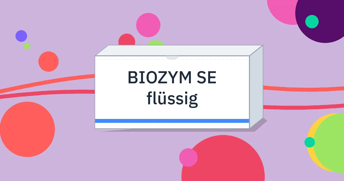 Symbolbild: Packung mit der Aufschrift BIOZYM SE flüssig (PZN 02173420) – Verfügbarkeit und Bezug in Apotheken in Frankfurt am Main