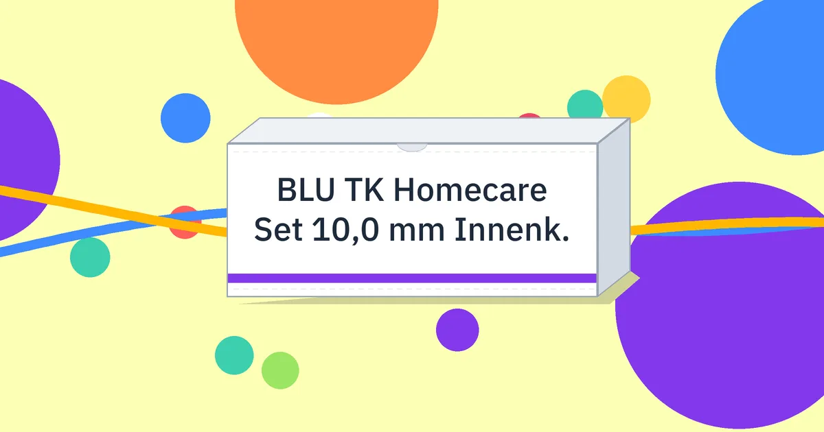 Symbolbild: Packung mit der Aufschrift BLU TK Homecare Set 10,0 mm Innenk. (PZN 02150867) – Verfügbarkeit und Bezug in Apotheken in Frankfurt am Main