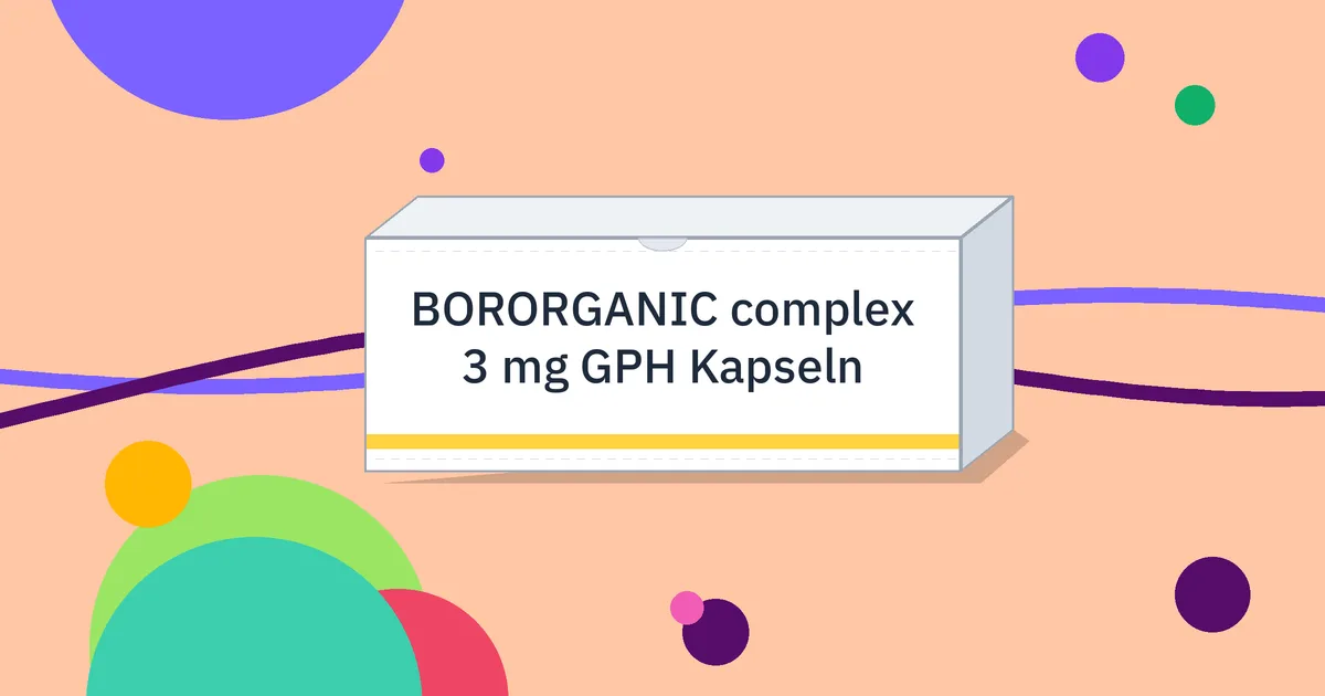 Symbolbild: Packung mit der Aufschrift BORORGANIC complex 3 mg GPH Kapseln (PZN 10522573) – Verfügbarkeit und Bezug in Apotheken in Frankfurt am Main
