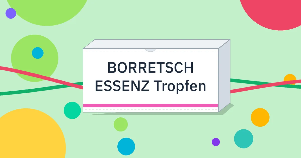 Symbolbild: Packung mit der Aufschrift BORRETSCH ESSENZ Tropfen (PZN 19159246) – Verfügbarkeit und Bezug in Apotheken in Frankfurt am Main