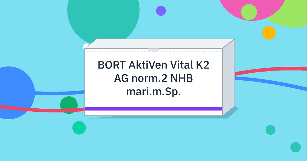 Symbolbild: Packung mit der Aufschrift BORT AktiVen Vital K2 AG norm.2 NHB mari.m.Sp. (PZN 13733106) – Verfügbarkeit und Bezug in Apotheken in Frankfurt am Main