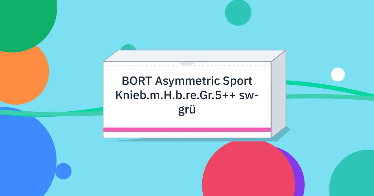 Symbolbild: Packung mit der Aufschrift BORT Asymmetric Sport Knieb.m.H.b.re.Gr.5++ sw-grü (PZN 19634440) – Verfügbarkeit und Bezug in Apotheken in Frankfurt am Main