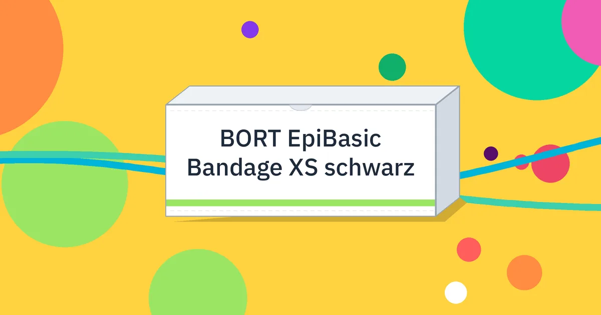 Symbolbild: Packung mit der Aufschrift BORT EpiBasic Bandage XS schwarz (PZN 09444253) – Verfügbarkeit und Bezug in Apotheken in Frankfurt am Main