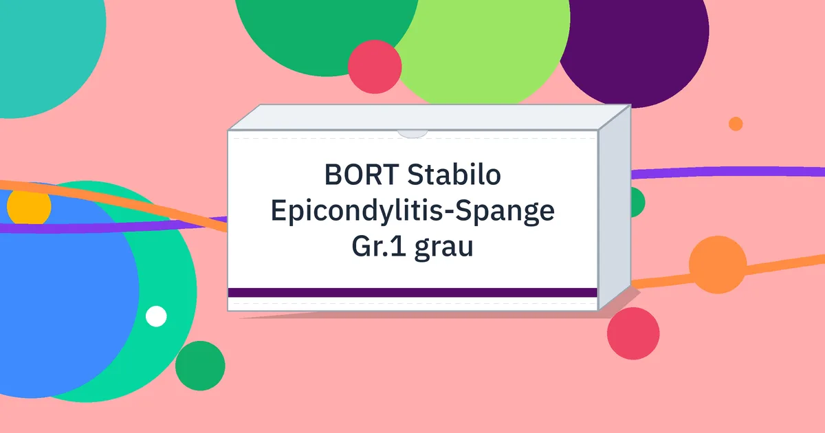 Symbolbild: Packung mit der Aufschrift BORT Stabilo Epicondylitis-Spange Gr.1 grau (PZN 05539910) – Verfügbarkeit und Bezug in Apotheken in Frankfurt am Main