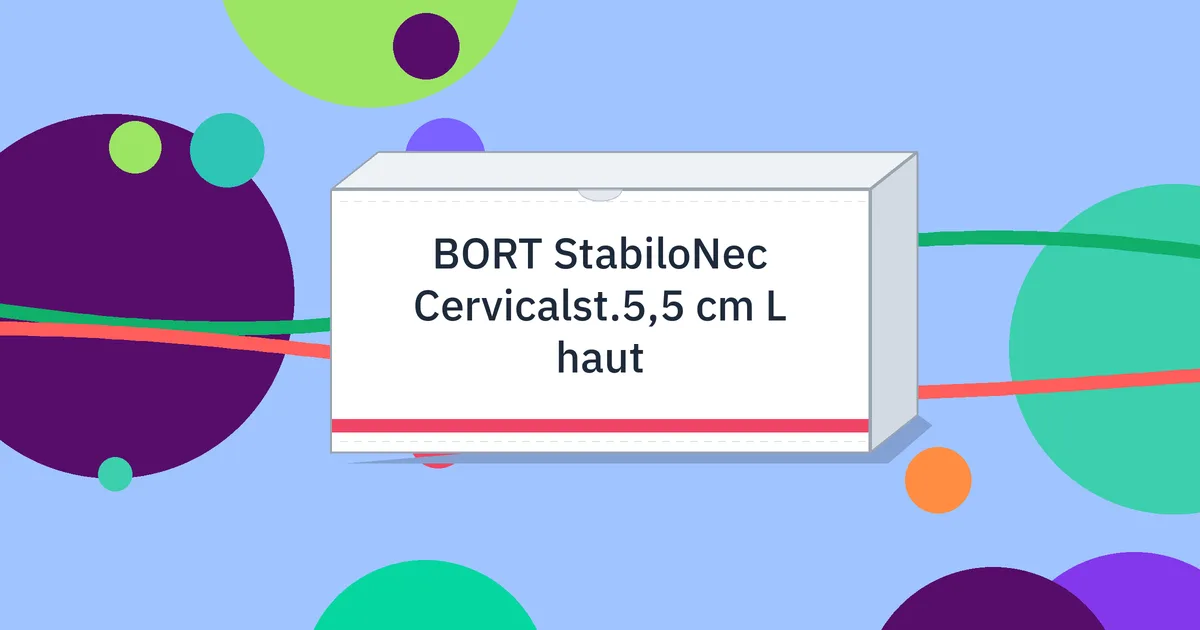 Symbolbild: Packung mit der Aufschrift BORT StabiloNec Cervicalst.5,5 cm L haut (PZN 10207044) – Verfügbarkeit und Bezug in Apotheken in Frankfurt am Main