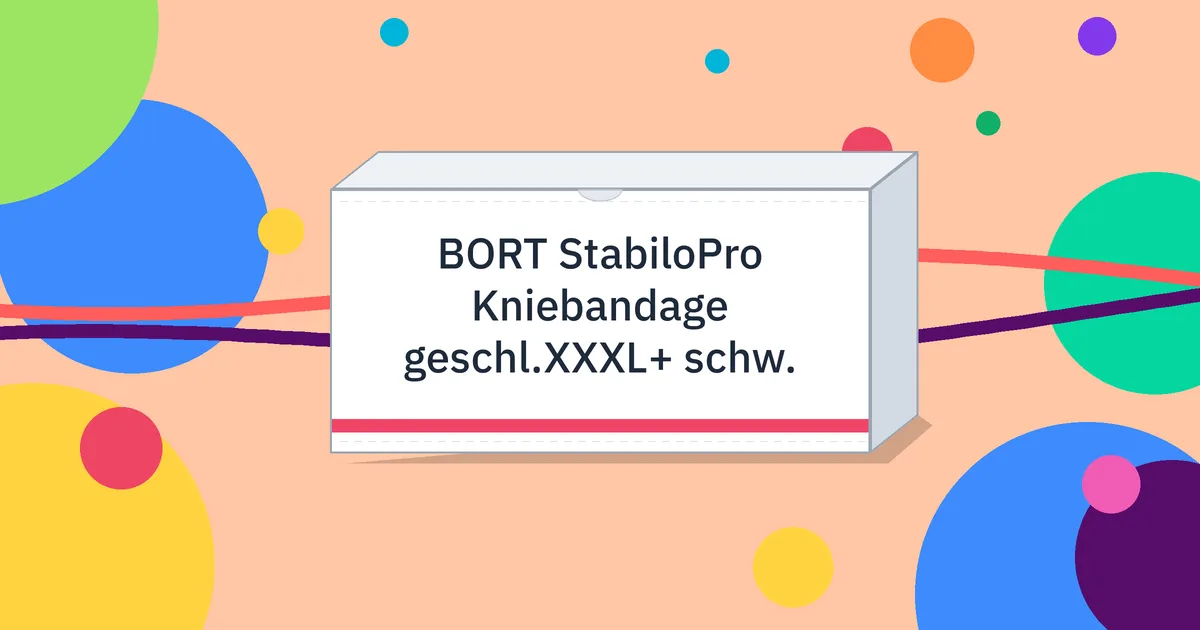 Symbolbild: Packung mit der Aufschrift BORT StabiloPro Kniebandage geschl.XXXL+ schw. (PZN 05540623) – Verfügbarkeit und Bezug in Apotheken in Frankfurt am Main