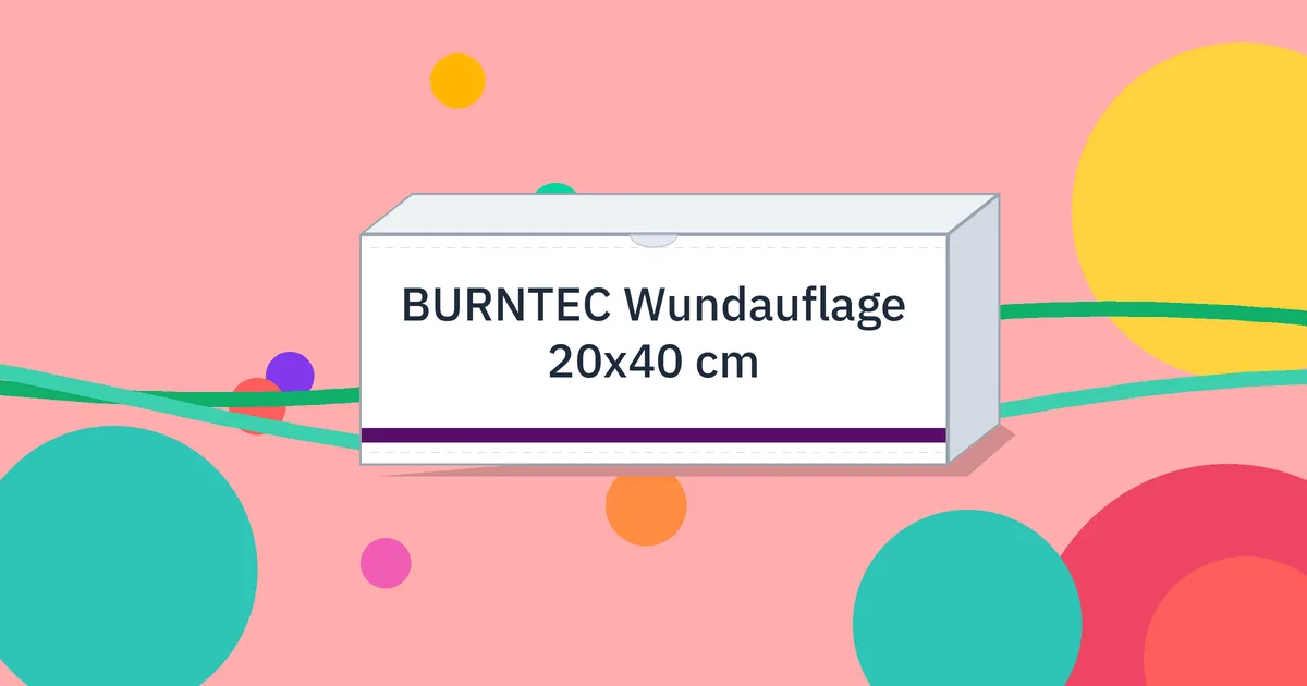Symbolbild: Packung mit der Aufschrift BURNTEC Wundauflage 20x40 cm (PZN 15193648) – Verfügbarkeit und Bezug in Apotheken in Frankfurt am Main