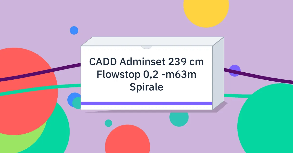 Symbolbild: Packung mit der Aufschrift CADD Adminset 239 cm Flowstop 0,2 -m63m Spirale (PZN 11242054) – Verfügbarkeit und Bezug in Apotheken in Frankfurt am Main