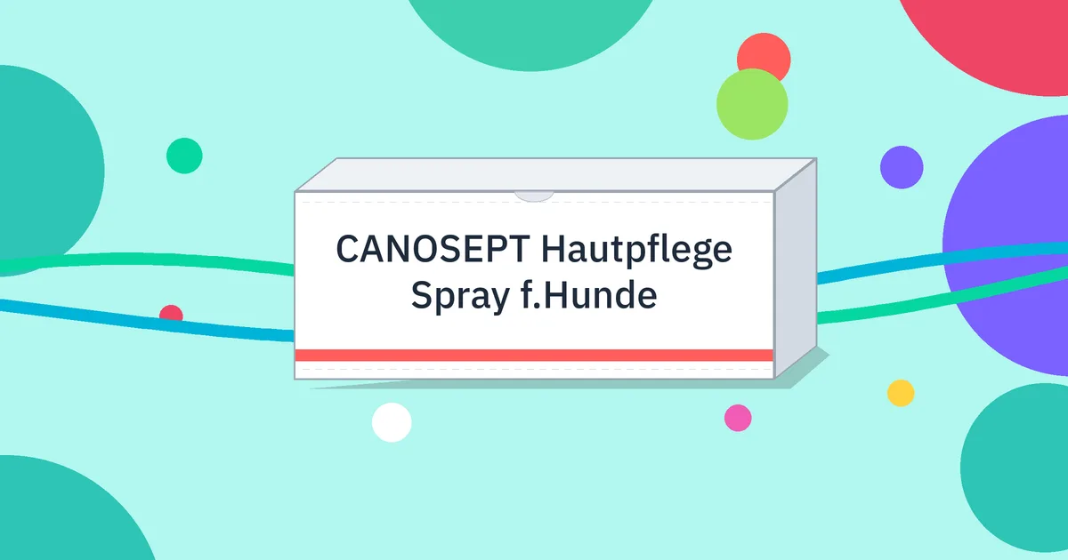 Symbolbild: Packung mit der Aufschrift CANOSEPT Hautpflege Spray f.Hunde (PZN 16198872) – Verfügbarkeit und Bezug in Apotheken in Frankfurt am Main