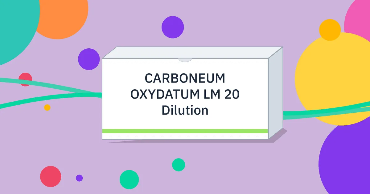 Symbolbild: Packung mit der Aufschrift CARBONEUM OXYDATUM LM 20 Dilution (PZN 13428774) – Verfügbarkeit und Bezug in Apotheken in Frankfurt am Main