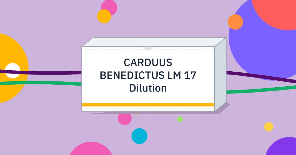 Symbolbild: Packung mit der Aufschrift CARDUUS BENEDICTUS LM 17 Dilution (PZN 13430156) – Verfügbarkeit und Bezug in Apotheken in Frankfurt am Main