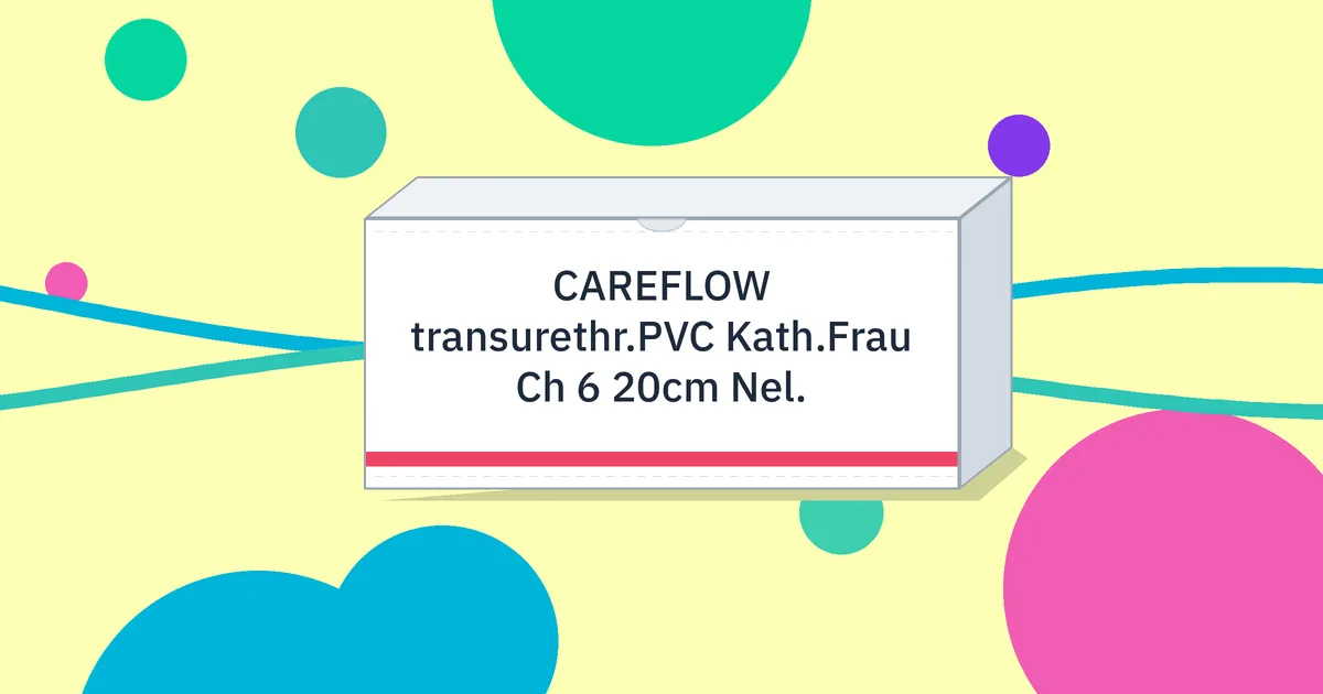 Symbolbild: Packung mit der Aufschrift CAREFLOW transurethr.PVC Kath.Frau Ch 6 20cm Nel. (PZN 18320969) – Verfügbarkeit und Bezug in Apotheken in Frankfurt am Main