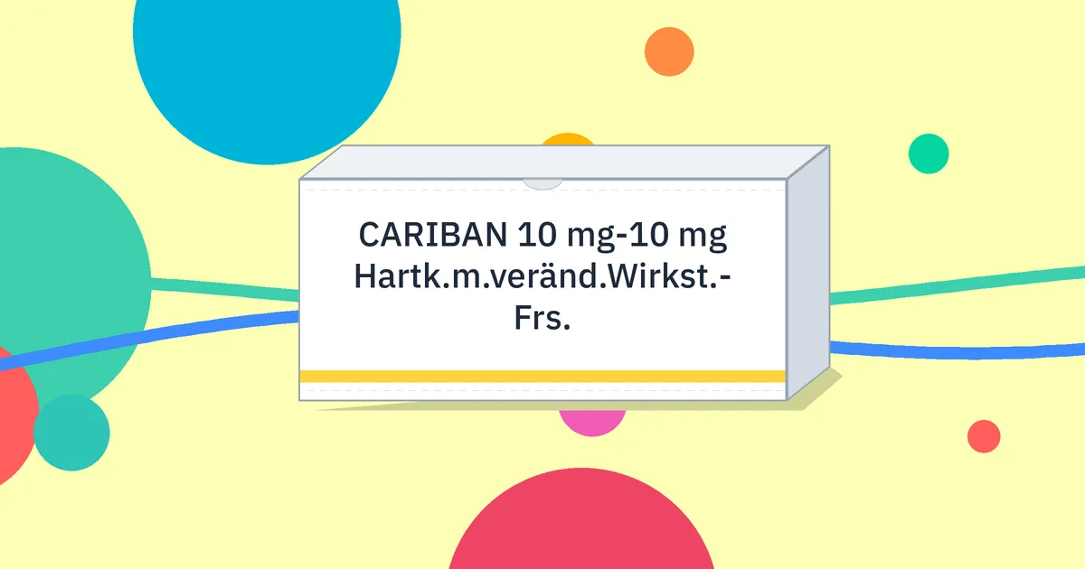 Symbolbild: Packung mit der Aufschrift CARIBAN 10 mg-10 mg Hartk.m.veränd.Wirkst.-Frs. (PZN 18744669) – Verfügbarkeit und Bezug in Apotheken in Frankfurt am Main
