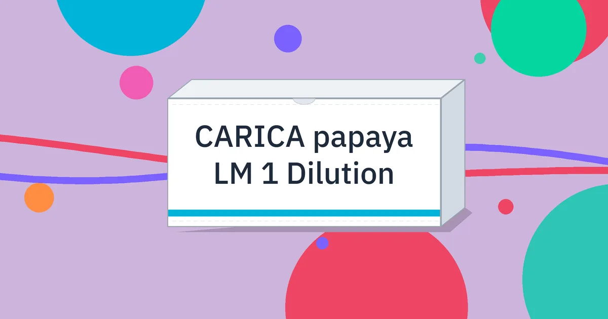 Symbolbild: Packung mit der Aufschrift CARICA papaya LM 1 Dilution (PZN 13430417) – Verfügbarkeit und Bezug in Apotheken in Frankfurt am Main