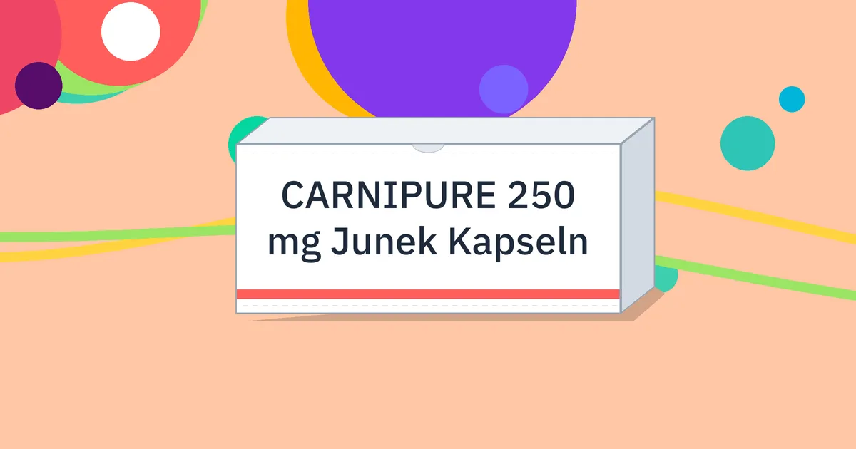 Symbolbild: Packung mit der Aufschrift CARNIPURE 250 mg Junek Kapseln (PZN 01060033) – Verfügbarkeit und Bezug in Apotheken in Frankfurt am Main