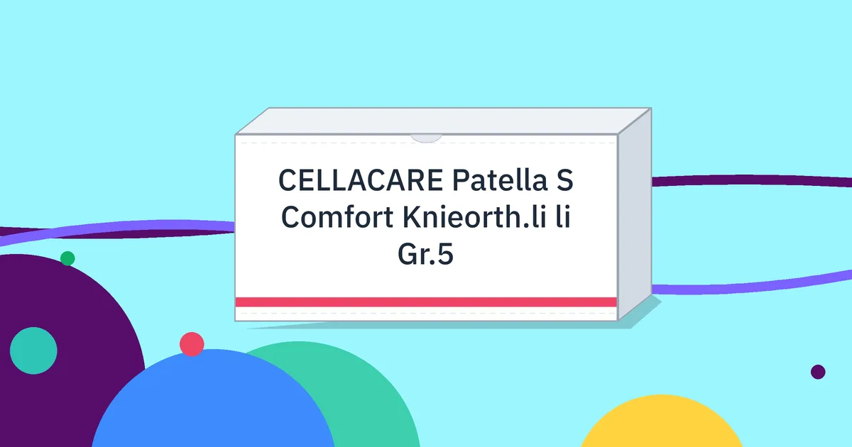 Symbolbild: Packung mit der Aufschrift CELLACARE Patella S Comfort Knieorth.li li Gr.5 (PZN 19251383) – Verfügbarkeit und Bezug in Apotheken in Frankfurt am Main