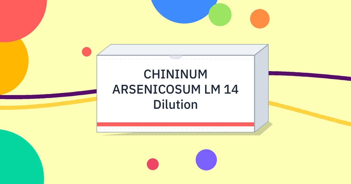 Symbolbild: Packung mit der Aufschrift CHININUM ARSENICOSUM LM 14 Dilution (PZN 12814713) – Verfügbarkeit und Bezug in Apotheken in Frankfurt am Main