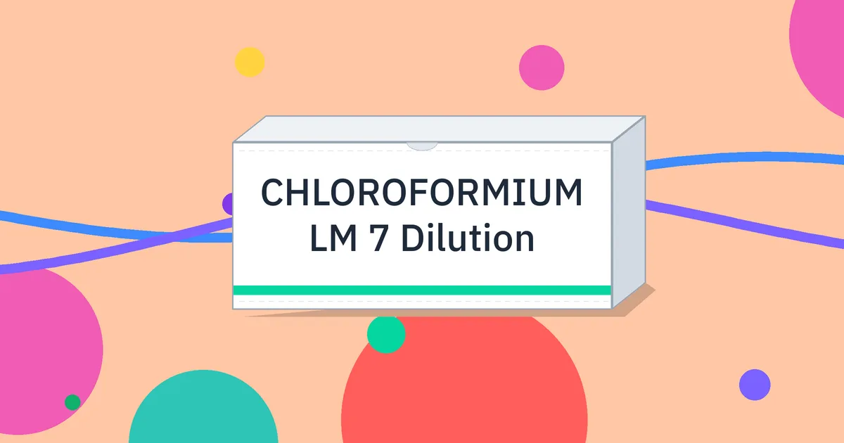 Symbolbild: Packung mit der Aufschrift CHLOROFORMIUM LM 7 Dilution (PZN 13444483) – Verfügbarkeit und Bezug in Apotheken in Frankfurt am Main