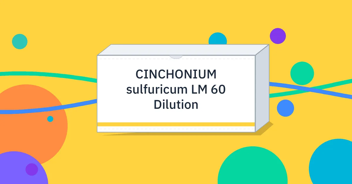 Symbolbild: Packung mit der Aufschrift CINCHONIUM sulfuricum LM 60 Dilution (PZN 13446677) – Verfügbarkeit und Bezug in Apotheken in Frankfurt am Main