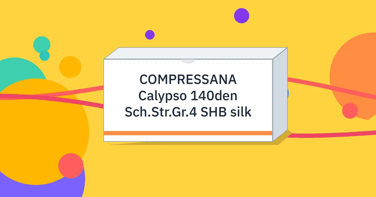 Symbolbild: Packung mit der Aufschrift COMPRESSANA Calypso 140den Sch.Str.Gr.4 SHB silk (PZN 03115749) – Verfügbarkeit und Bezug in Apotheken in Frankfurt am Main