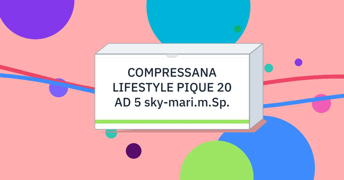 Symbolbild: Packung mit der Aufschrift COMPRESSANA LIFESTYLE PIQUE 20 AD 5 sky-mari.m.Sp. (PZN 19476828) – Verfügbarkeit und Bezug in Apotheken in Frankfurt am Main