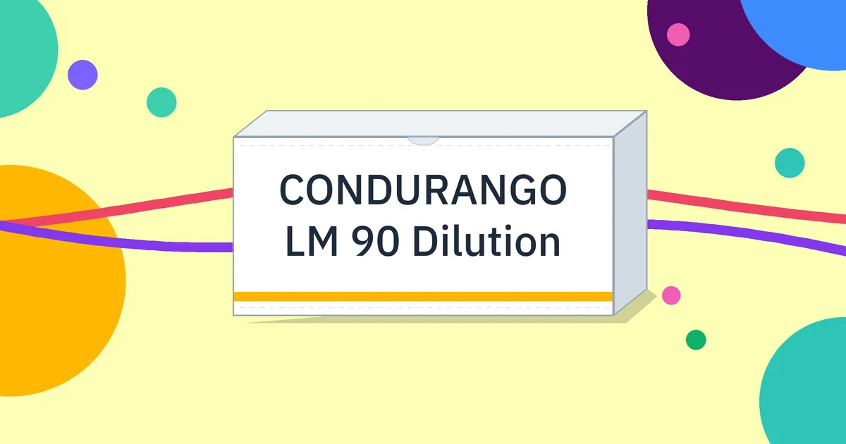 Symbolbild: Packung mit der Aufschrift CONDURANGO LM 90 Dilution (PZN 13449977) – Verfügbarkeit und Bezug in Apotheken in Frankfurt am Main