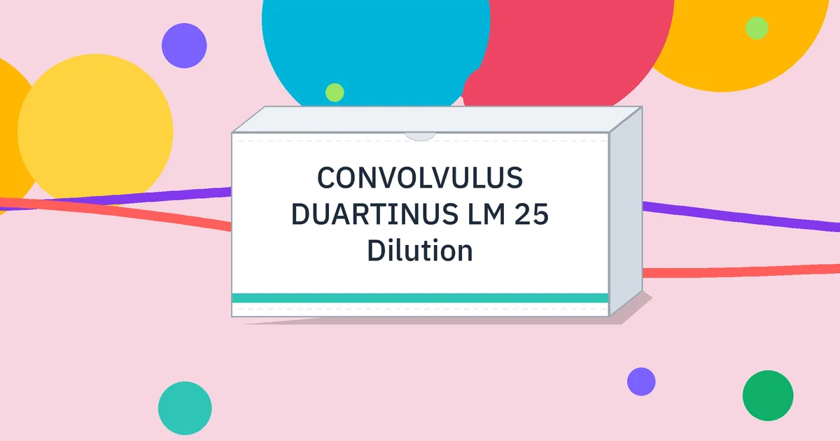 Symbolbild: Packung mit der Aufschrift CONVOLVULUS DUARTINUS LM 25 Dilution (PZN 13450791) – Verfügbarkeit und Bezug in Apotheken in Frankfurt am Main