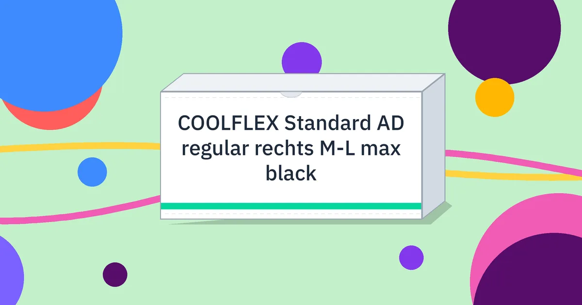 Symbolbild: Packung mit der Aufschrift COOLFLEX Standard AD regular rechts M-L max black (PZN 19535169) – Verfügbarkeit und Bezug in Apotheken in Frankfurt am Main