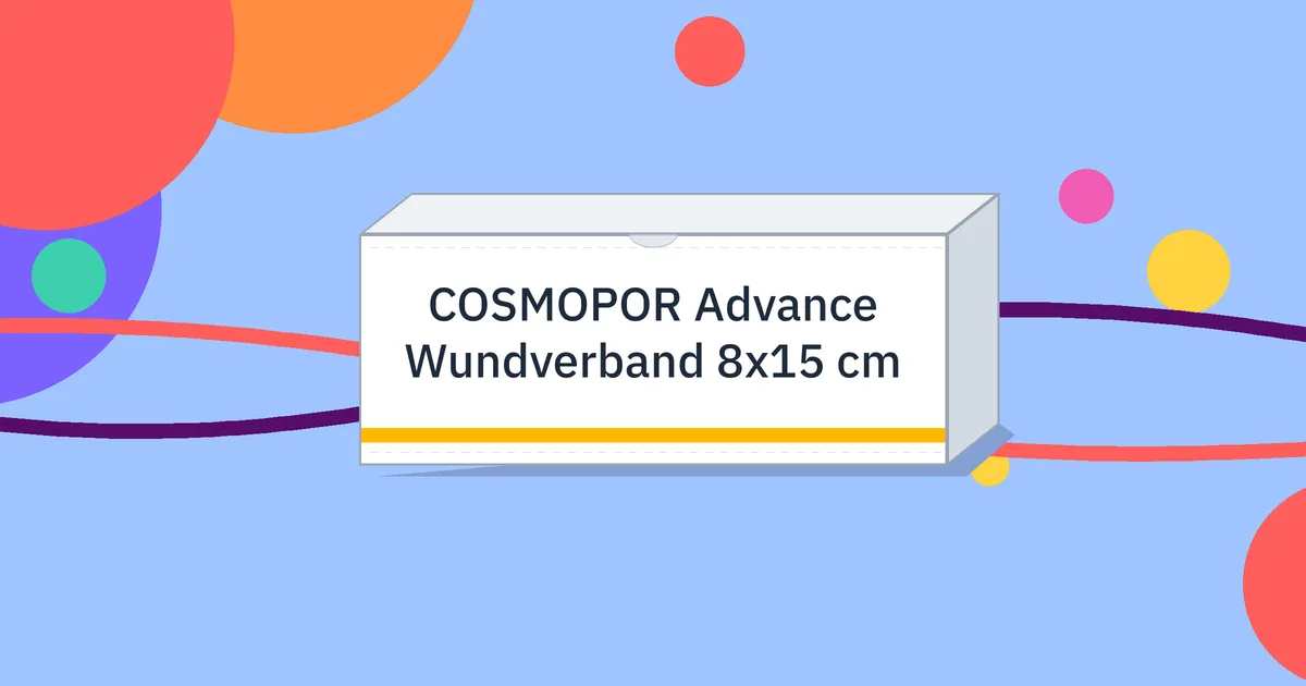 Symbolbild: Packung mit der Aufschrift COSMOPOR Advance Wundverband 8x15 cm (PZN 20610663) – Verfügbarkeit und Bezug in Apotheken in Frankfurt am Main