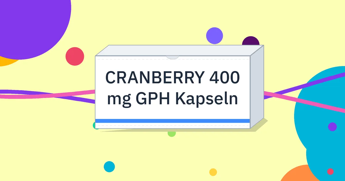 Symbolbild: Packung mit der Aufschrift CRANBERRY 400 mg GPH Kapseln (PZN 04548427) – Verfügbarkeit und Bezug in Apotheken in Frankfurt am Main