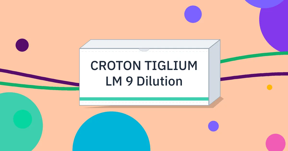 Symbolbild: Packung mit der Aufschrift CROTON TIGLIUM LM 9 Dilution (PZN 12836324) – Verfügbarkeit und Bezug in Apotheken in Frankfurt am Main
